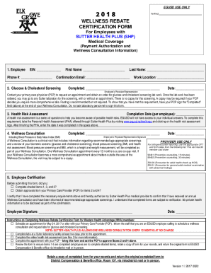 Fillable Online Fillable WELLNESS REBATE CERTIFICATION FORM SUTTER ...