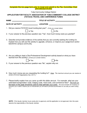 Fillable Online wcc yccd Complete this two page form prior to travel ...
