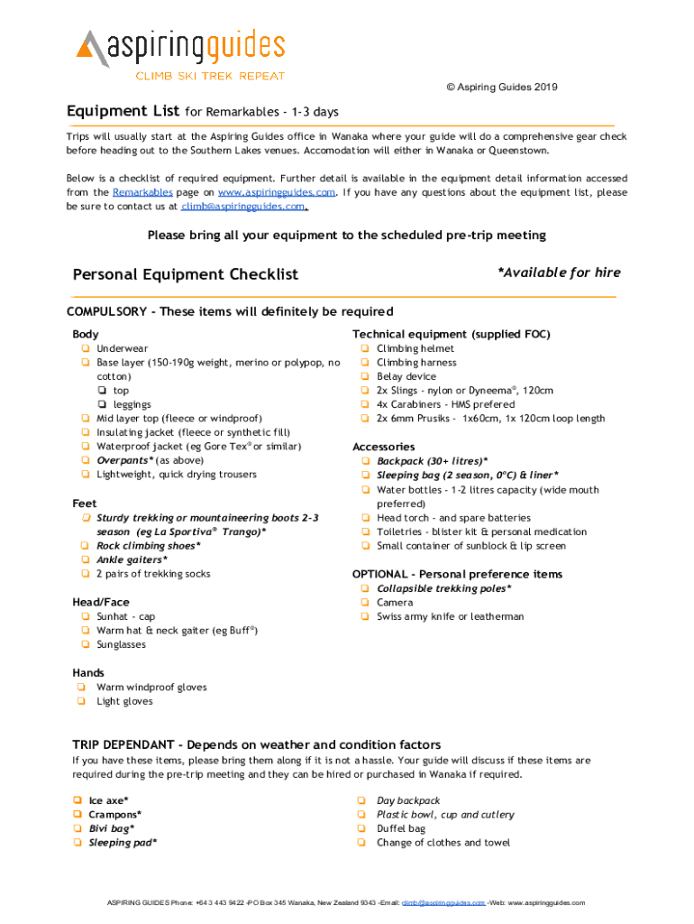 Fillable Online Aspiring Guides (Wanaka) - All You Need to Know BEFORE ...