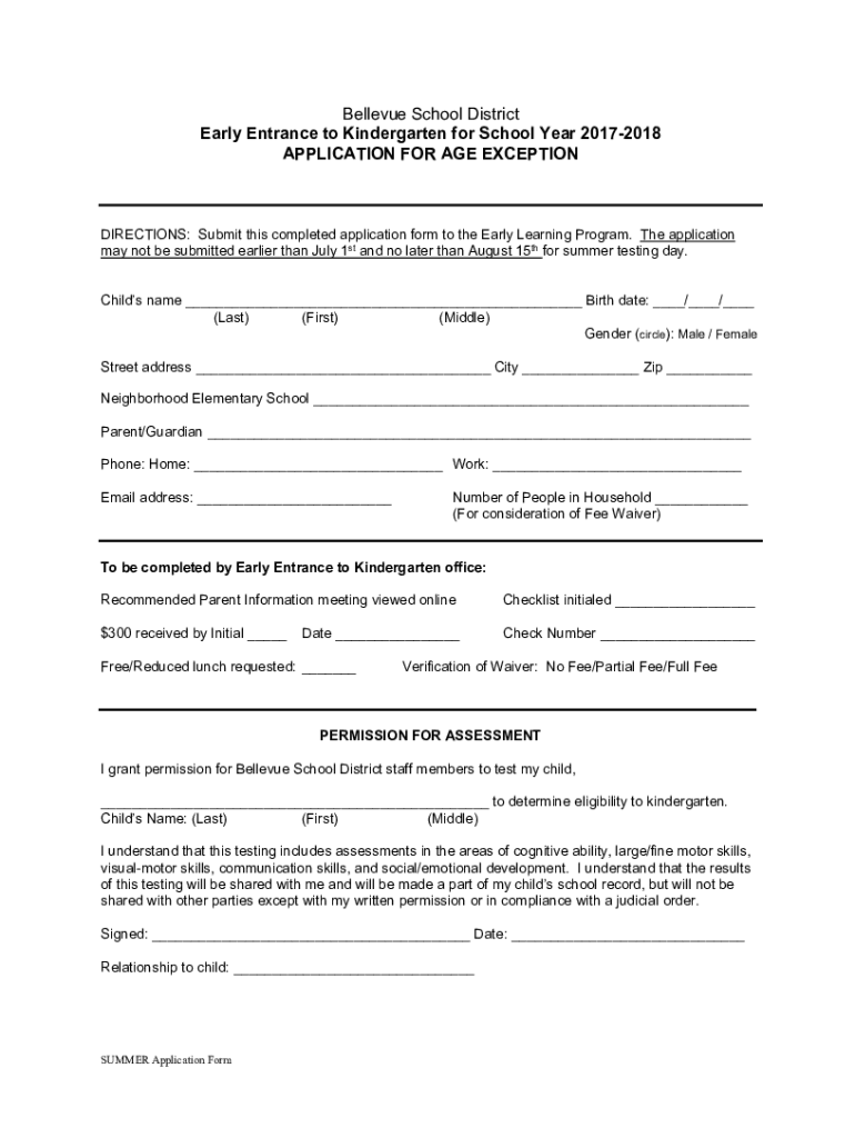 Fillable Online EEK SUM Application for Age Exception.docx Fax Email Print - pdfFiller