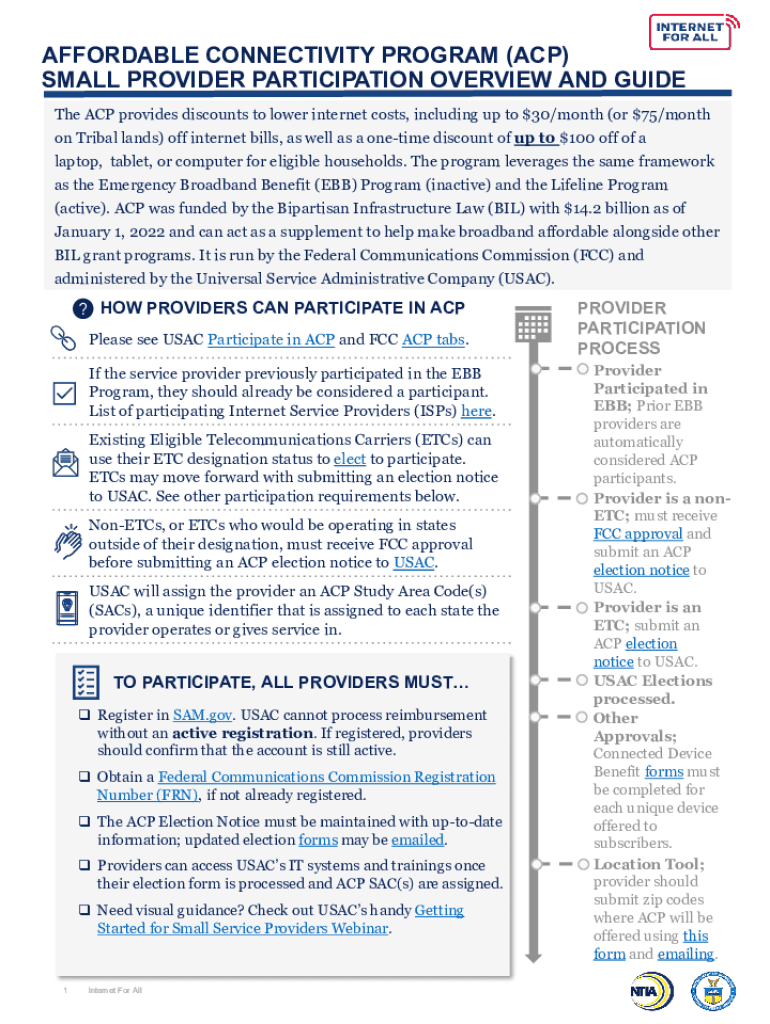 Fillable Online Affordable Connectivity Program (ACP) Small Provider ...