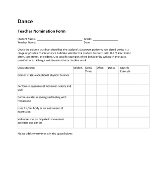 Fillable Online Teacher Nomination Form Fax Email Print - pdfFiller
