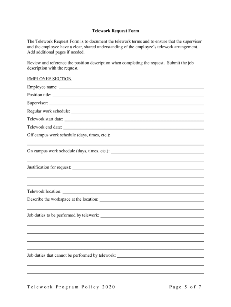 Fillable Online intranet kwc Kentucky Wesleyan telework policy and ...