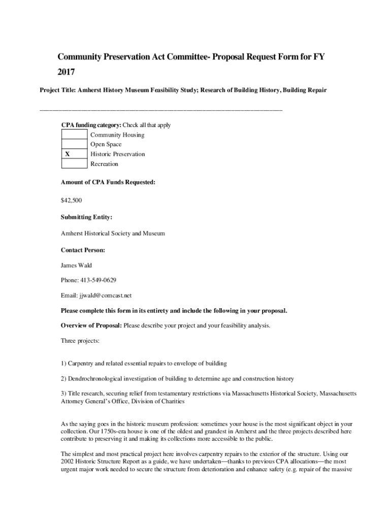 Fillable Online Community Preservation Act Committee- Proposal Request ...