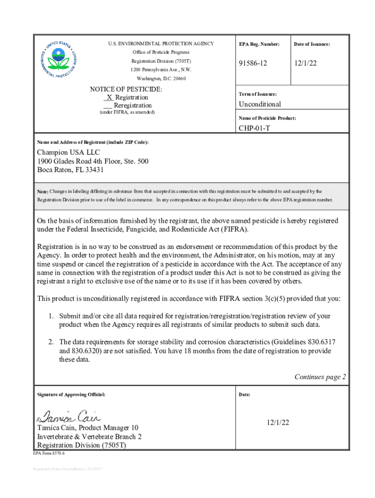 Fillable Online US EPA, Pesticide Product Label, CHP-01-T,12/01/2022 ...