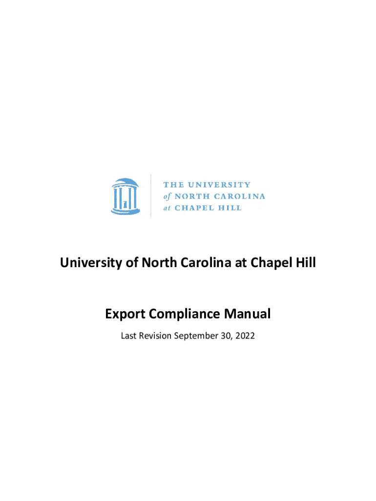Fillable Online University of North Carolina at Chapel Hill Export ...