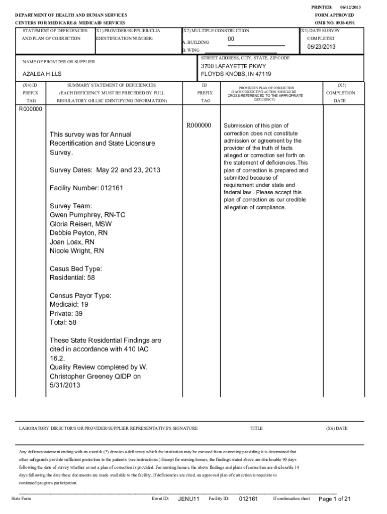 Fillable Online This survey was for Annual Recertification and State ...