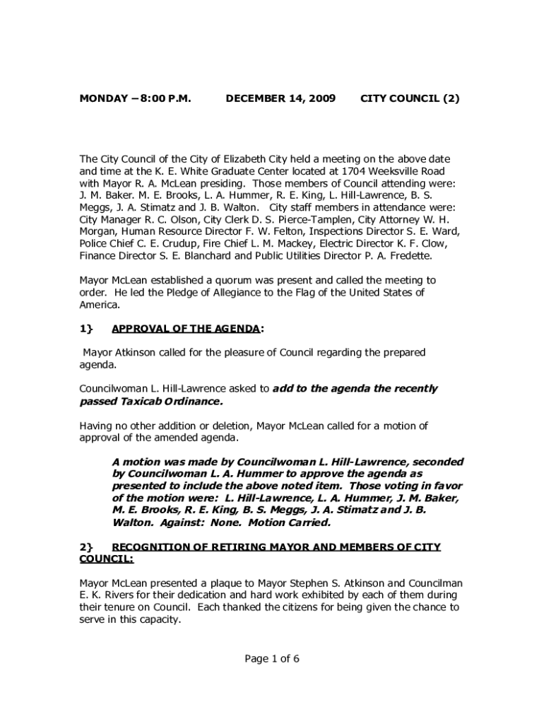 Fillable Online passed Taxicab Ordinance. A motion was made by ...