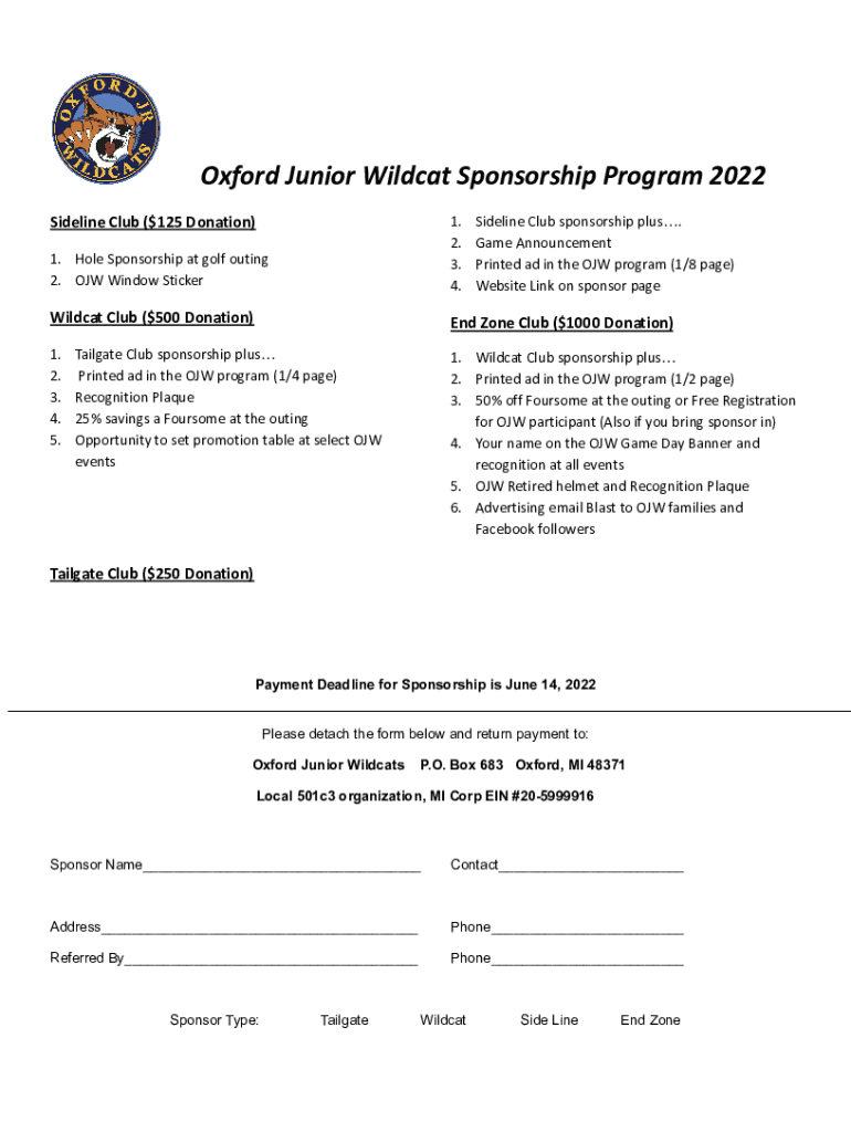 Fillable Online trinityrose.orggolf-outing-sponsorships2022 Golf Outing ...