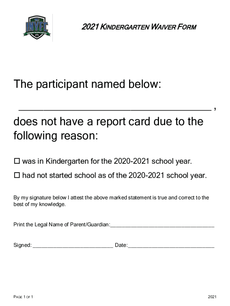 Fillable Online Can I request a waiver for my incoming kindergartener ...