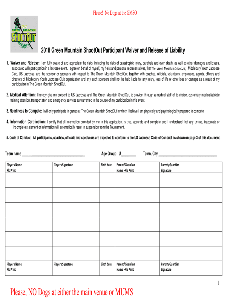 Fillable Online Dog Liability Waiver FormLiability Waiver Form Fax ...