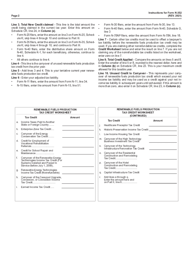 Fillable Online Form N-352 Instructions, Rev. 2021, Instructions For ...