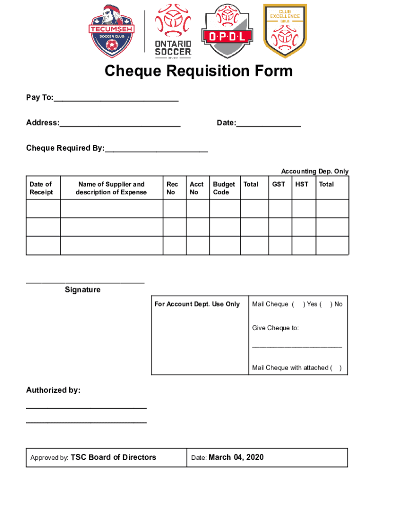 Fillable Online Cheque Requisition Form Template for WordWord & Excel ...