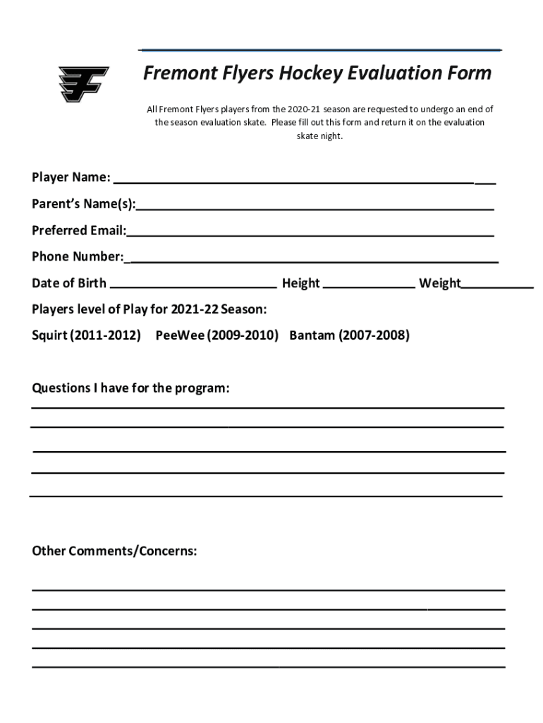 Fillable Online Learn to Play Hockey Opportunities - Fremont Flyers Fax ...