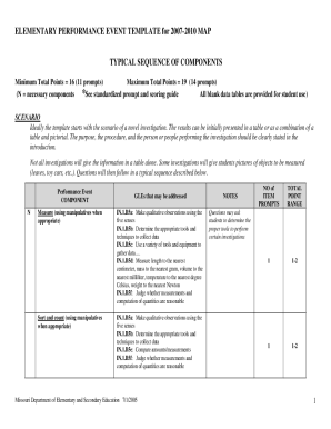 Fillable Online seql mst ELEMENTARY PERFORMANCE EVENT TEMPLATE for 2007 ...