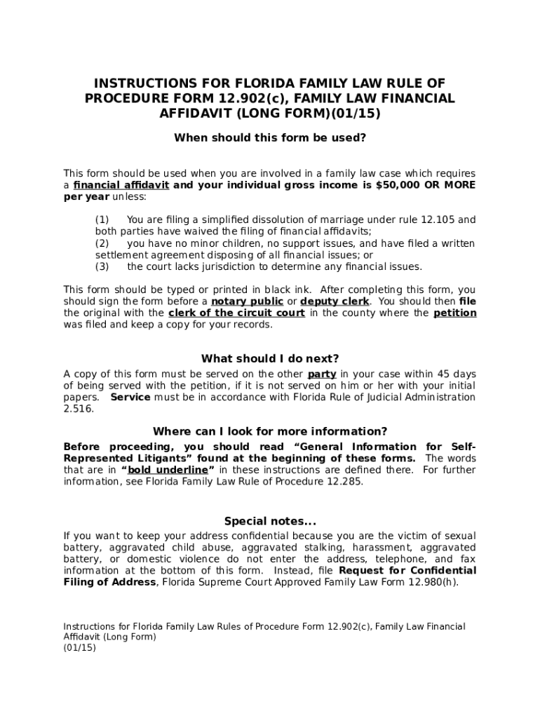 12.902(c): INSTRUCTIONS FOR FLORIDA FAMILY LAW RULE ... Doc Template ...