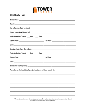 Fillable Online vip wartburg How to create a client intake form for ...