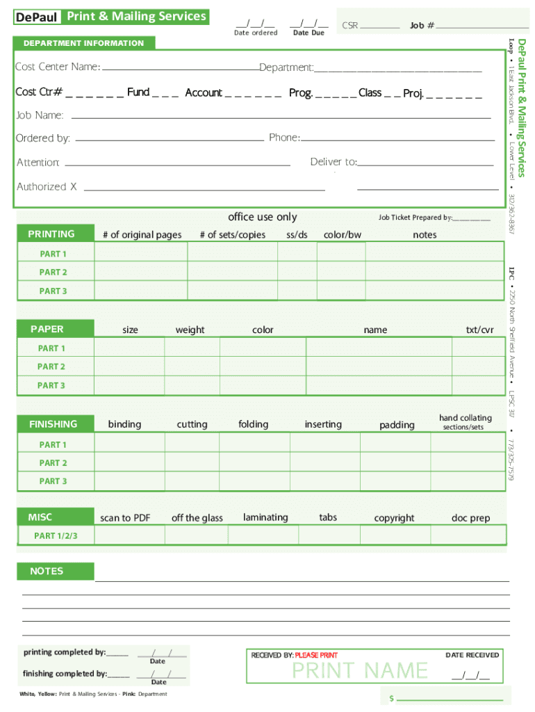 Fillable Online resources depaul Forms Document Services DePaul ...
