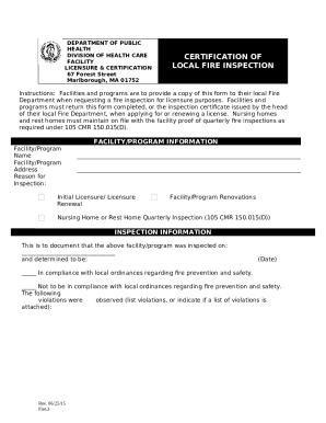 FIRE CERTIFICATE OF INSPECTION Doc Template | pdfFiller