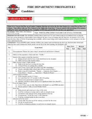 Fillable Online FIRE DEPARTMENT FIREFIGHTER I Candidate: Evaluation ...