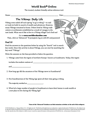 Fillable Online World Book Online: The Vikings: Daily Life Fax Email ...