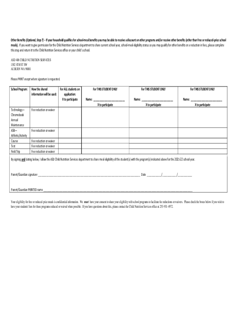 Fillable Online Other Benefits (Optional, Step 7) If your household ...