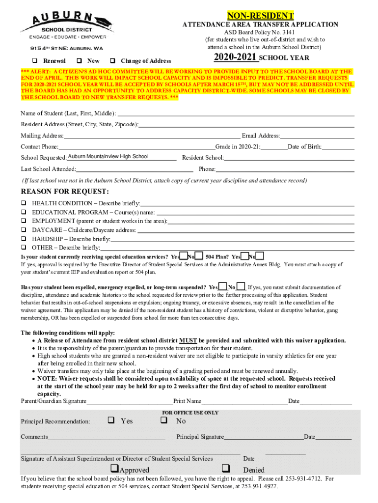 Fillable Online NON-RESIDENT FORM 2020-21 Fax Email Print - pdfFiller