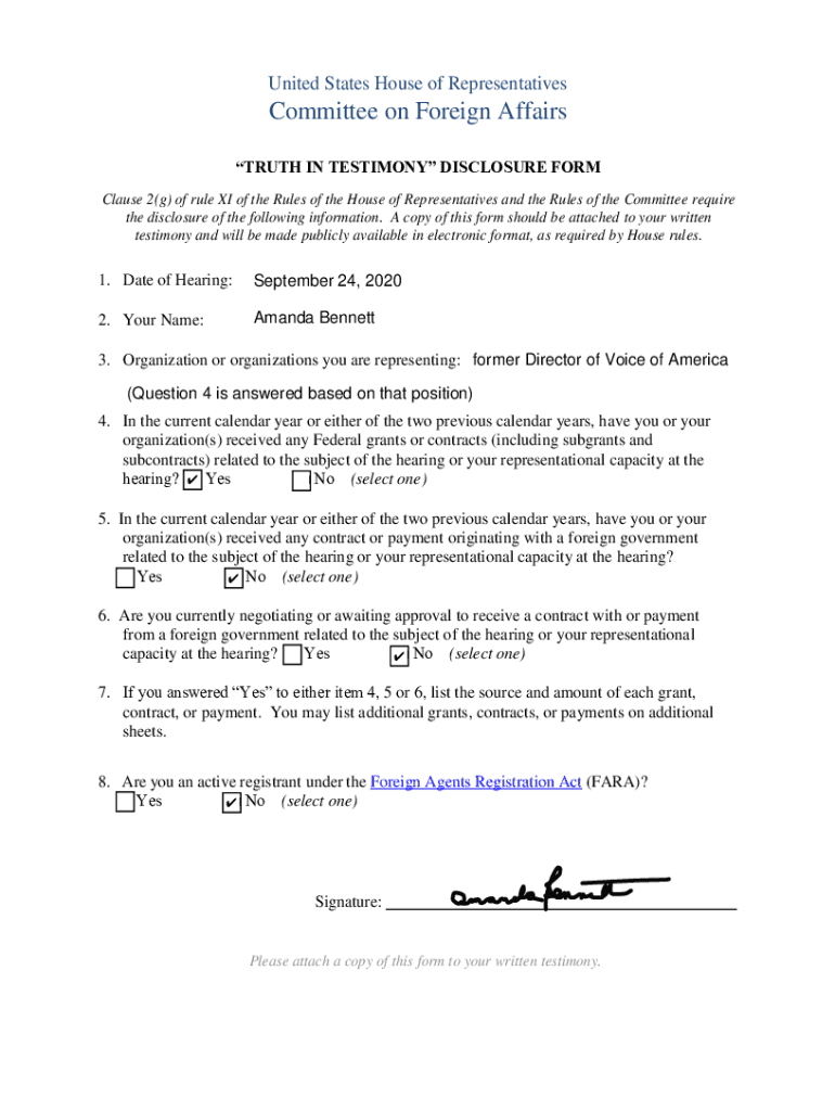 Fillable Online Truth-In-Testimony Disclosure Form .pdf Fax Email Print ...