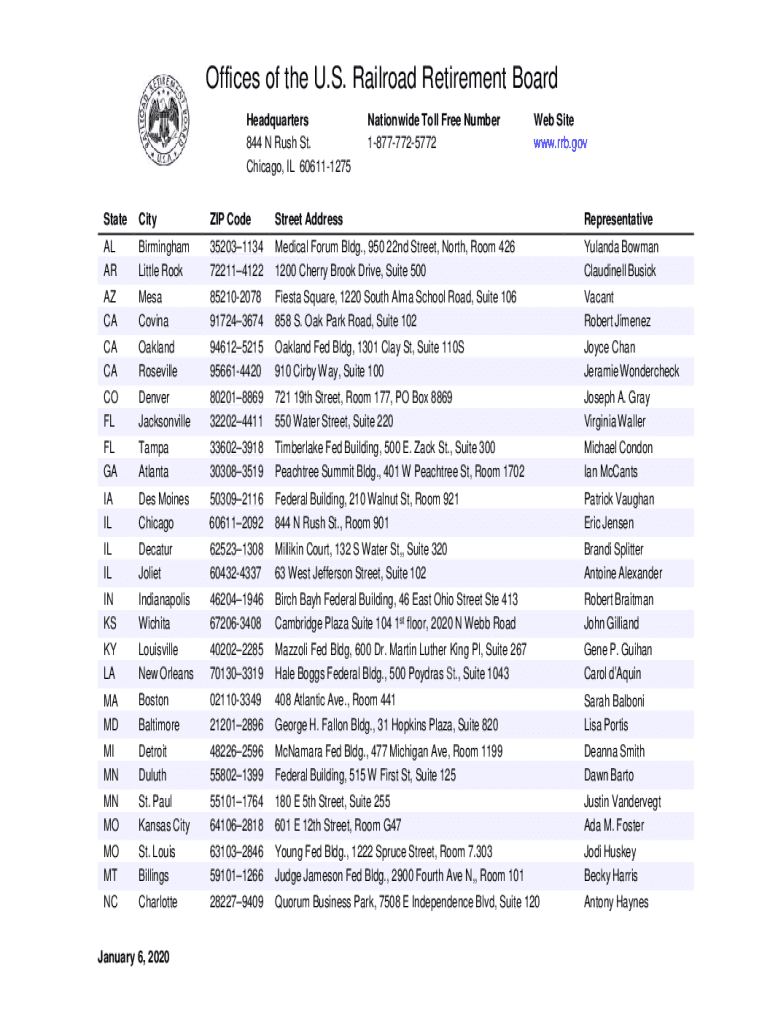 Fillable Online Railroad Retirement Board, 844 N Rush St, Chicago, IL ...
