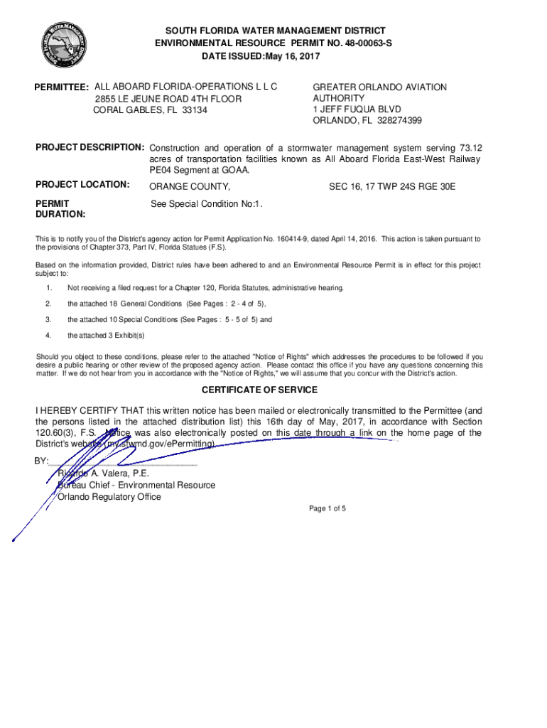 Fillable Online Environmental Resource PermitsSouth Florida Water ...