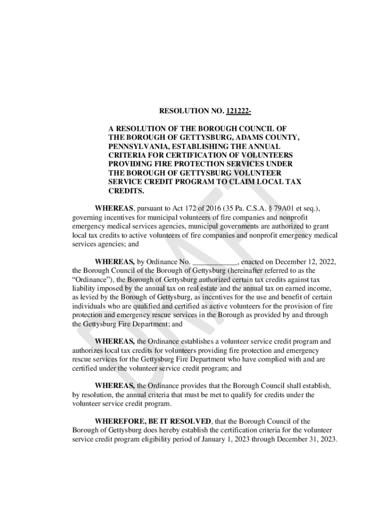 Fillable Online RESOLUTION NO. 121321-4 A RESOLUTION OF THE BOROUGH ...