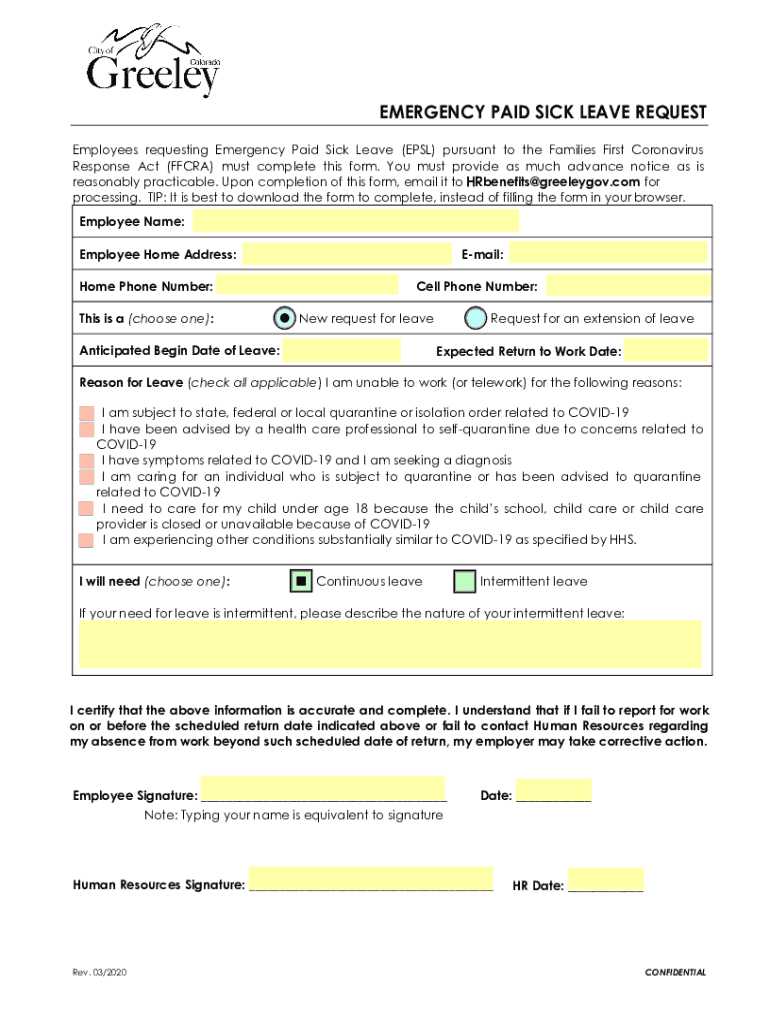 Fillable Online duluthmn.govmedia9511Emergency Paid Sick Leave Request Form - duluthmn.gov Fax ...