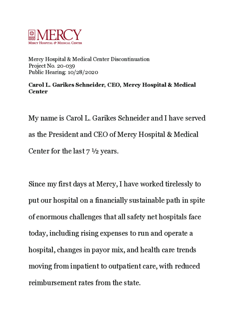 Fillable Online www2 illinois Grant Mayer, Executive Director of Mercy ...