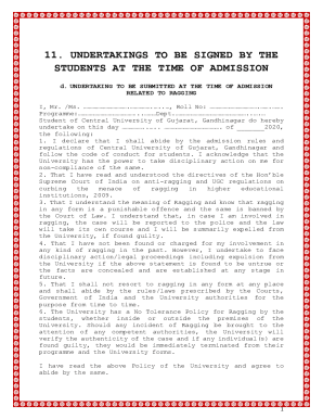 Fillable Online UNDERTAKING (Template) - National University of Medical ...