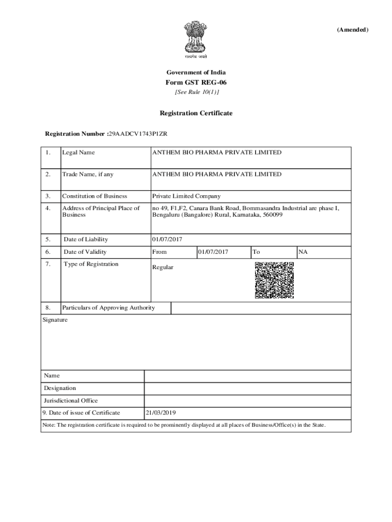 Fillable Online Gst Reg 06 - Fill and Sign Printable Template Online ...
