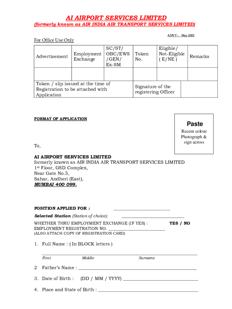 Fillable Online AI AIRPORT SERVICES LIMITED - Company, directors and ...