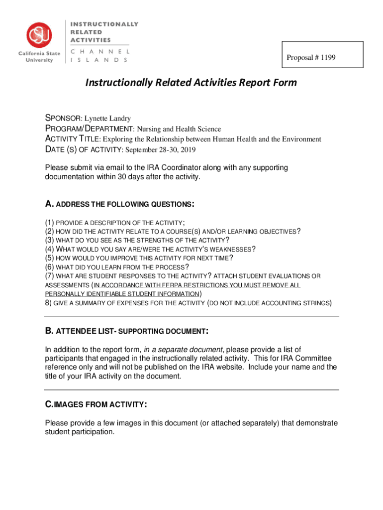 Fillable Online Instructionally Related Activities Report Form ...
