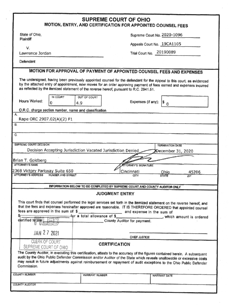 Fillable Online Motion, Entry, and Certification for Appointed Counsel ...