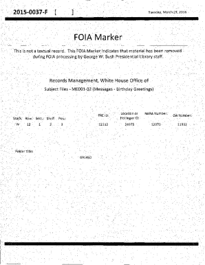 Fillable Online FOIA. Marker - George W. Bush Library Fax Email Print ...