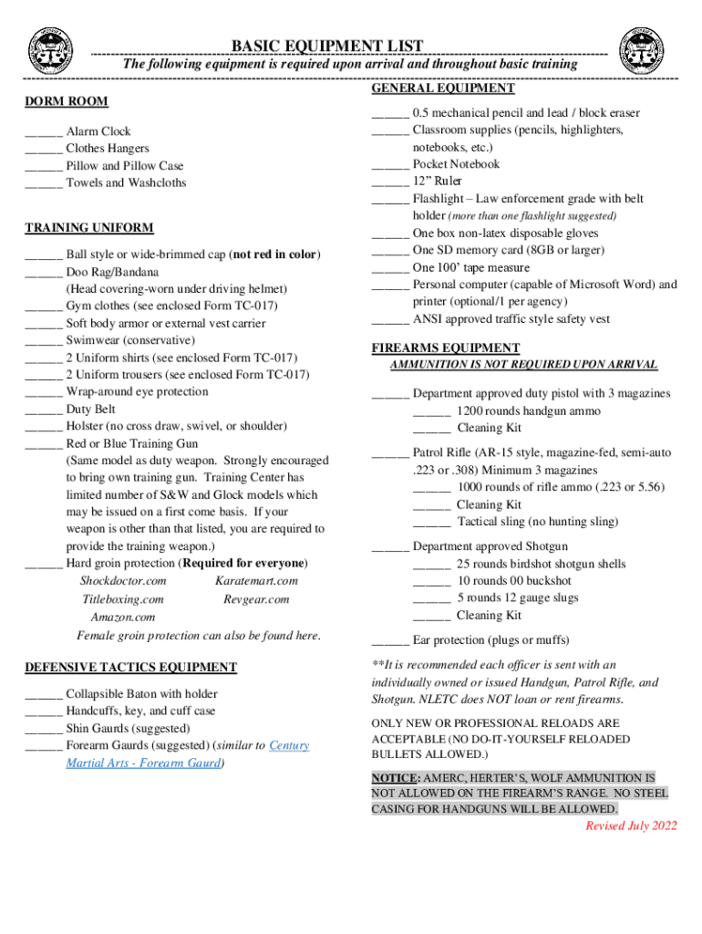 Fillable Online BASIC EQUIPMENT LIST - ncc.nebraska.gov Fax Email Print ...