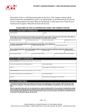 Fillable Online Ga Form Paternity Acknowledgement - Fill Out and Sign ...