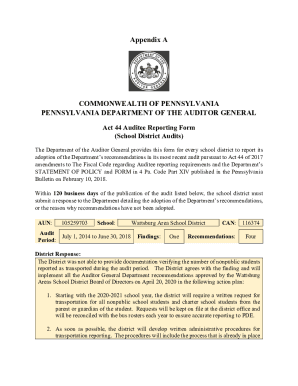 Fillable Online Appendix A COMMONWEALTH OF PENNSYLVANIA ... Fax Email Print - pdfFiller