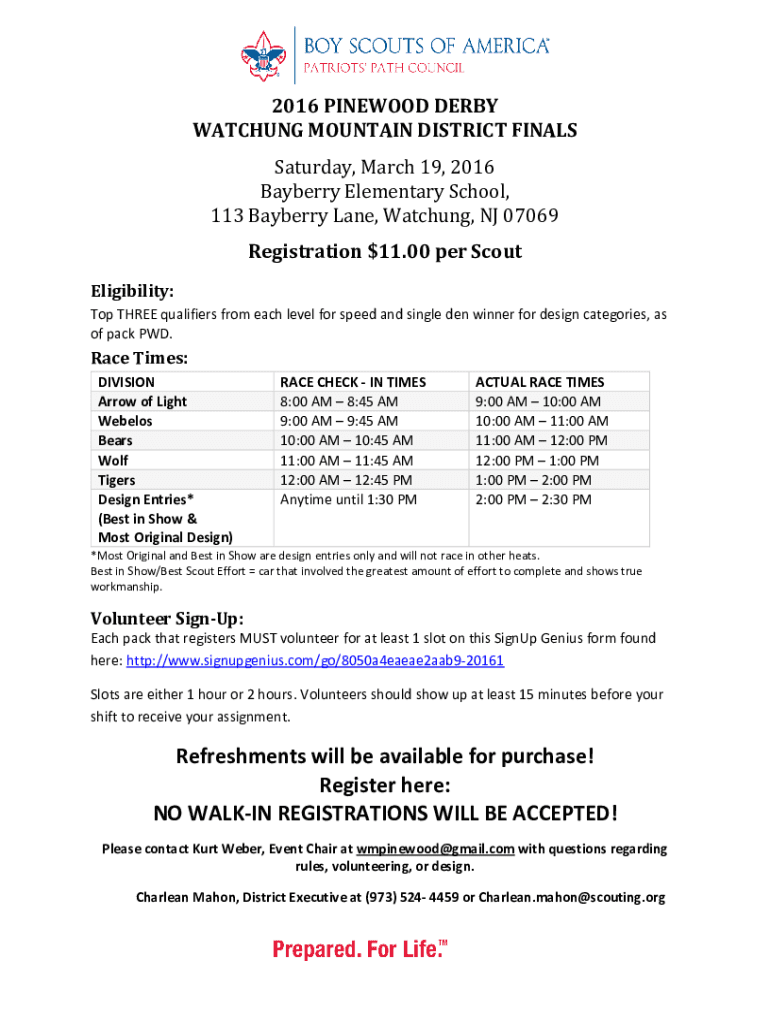 Fillable Online Refreshments will be available for purchase! Register ...