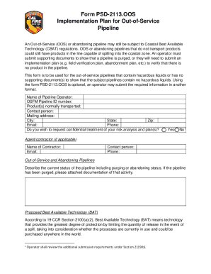 Fillable Online osfm fire ca Form PSD-2113.OOS - Implementation Plan ...