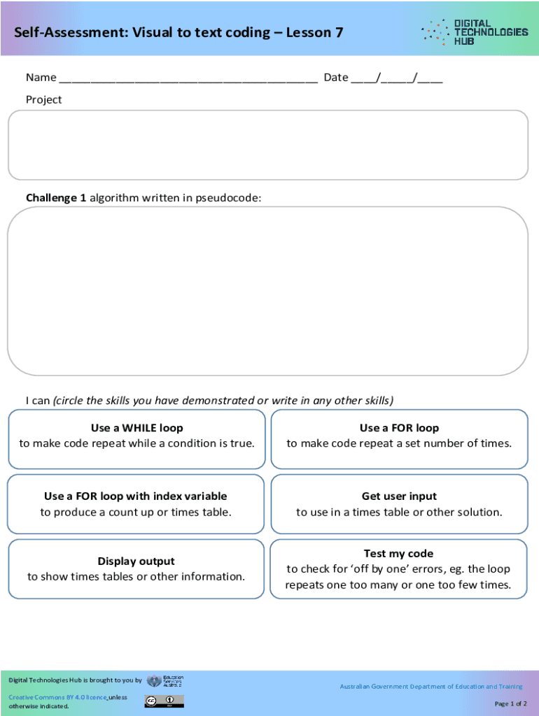 Fillable Online Visual to text coding: Lesson 11: Adaptable functions ...