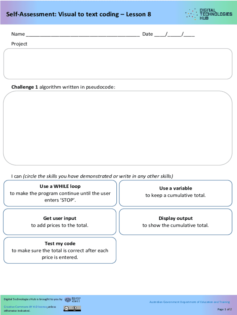 Fillable Online Visual to text coding: Lesson 8: Guess the number Fax ...