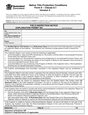 Fillable Online Native title field inspection notice. Native title ...