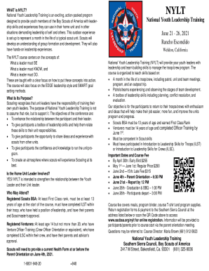 Fillable Online National Youth Leadership Training June 21 - Scouting Event Fax Email Print ...