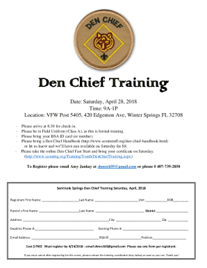 Fillable Online Den Chief Training - Scouting Event Fax Email Print ...