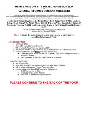 Fillable Online OR PARENTAL INFORMED CONSENT AGREEMENT - Scouting Event ...